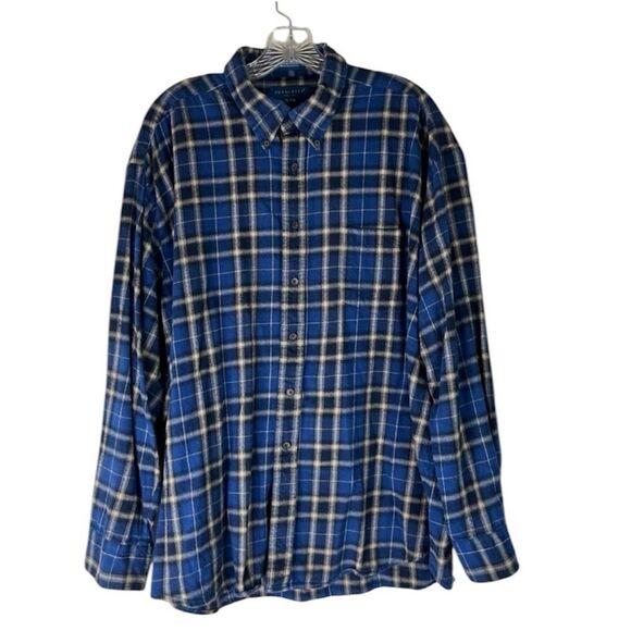 Towncraft | Shirts | Towncraft Flannel Mens Xl Blue Plaid 0 Cotton Long ...